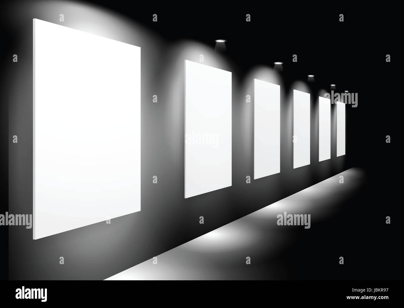 Panel in the gallery of art with spotlights Stock Photo - Alamy