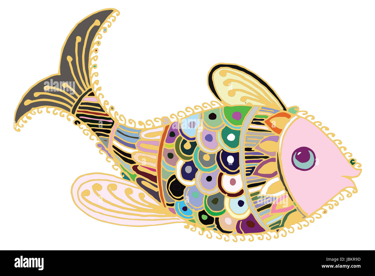 Artistic fish. Artistic colored fish illustrated card Stock Photo - Alamy