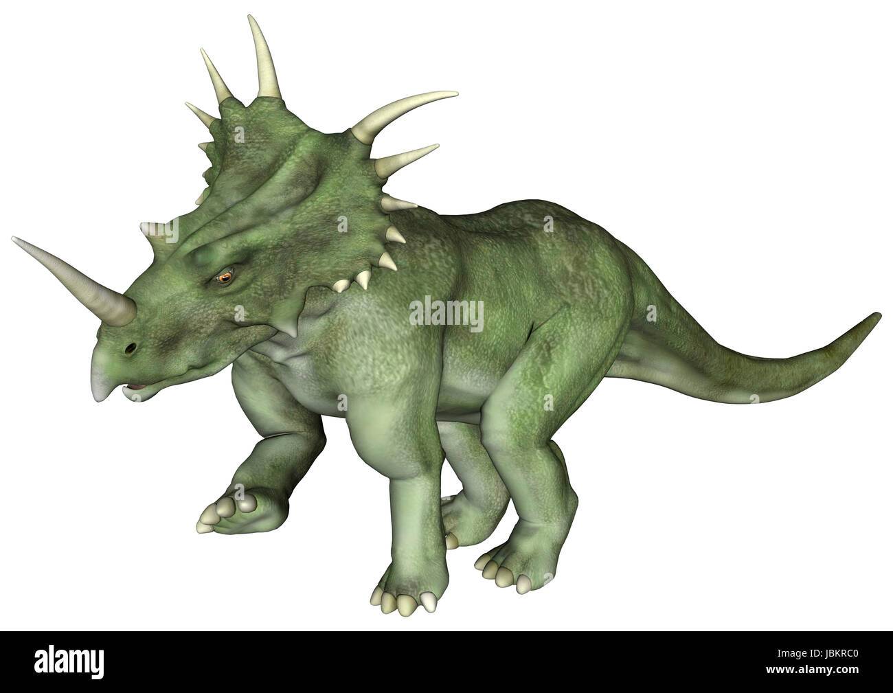 3D digital render of a dinosaur Styracosaurus or spiked lizard, a genus ...