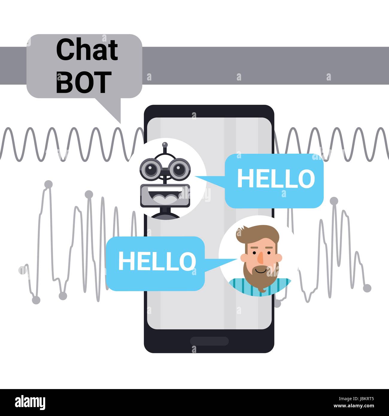 Man Chatting With Chat Bot On Cell Smart Phone, Robot Virtual ...