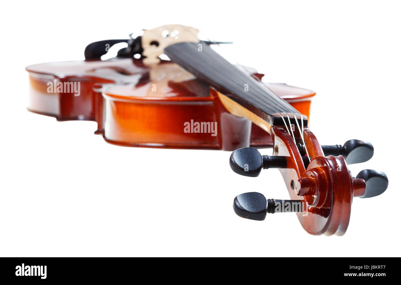 scroll of classical wooden violin close up isolated on white background ...