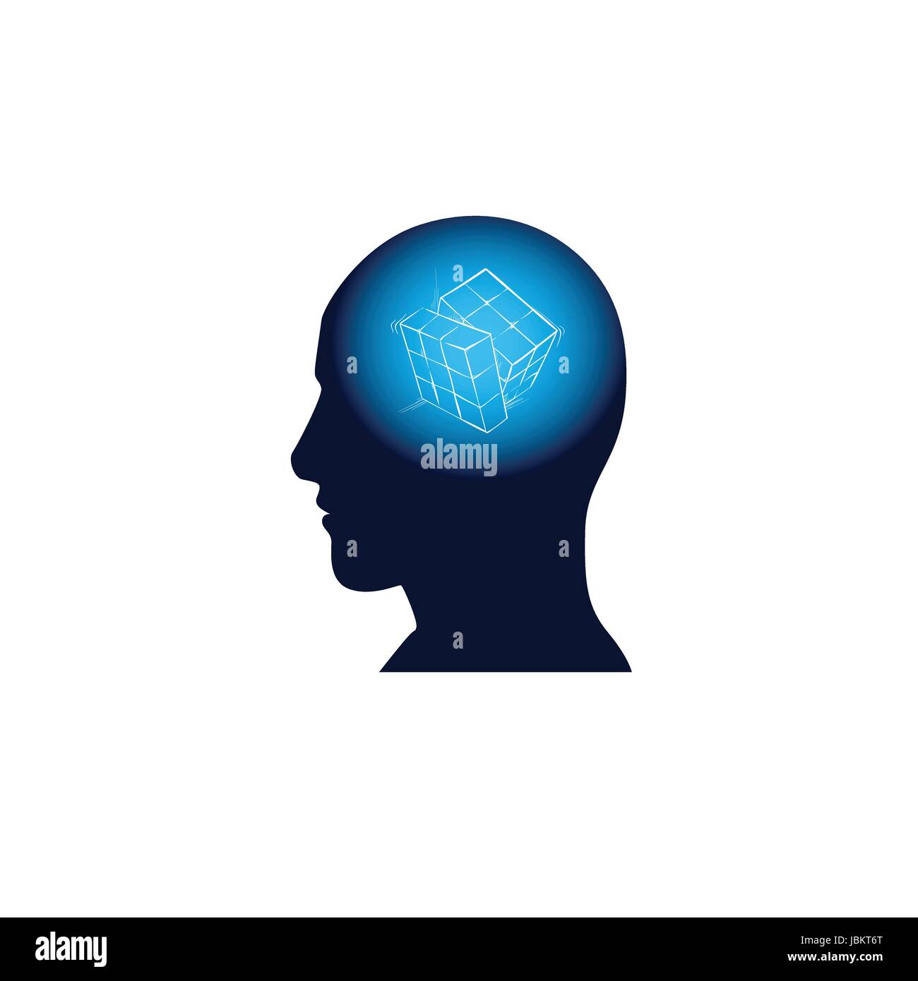 Brain puzzle head silhouette idea hi-res stock photography and images ...