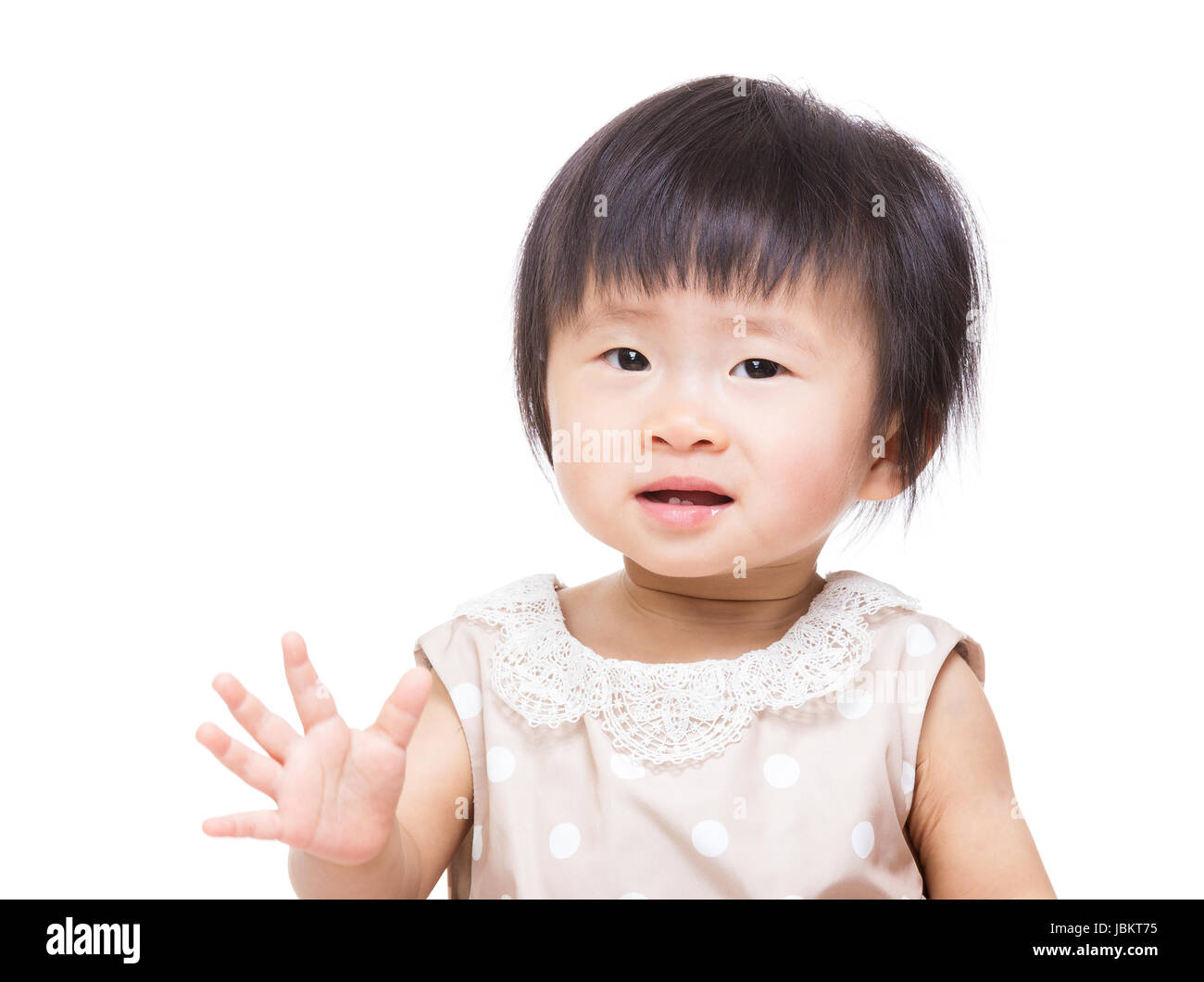 Asia baby girl say hi Stock Photo - Alamy