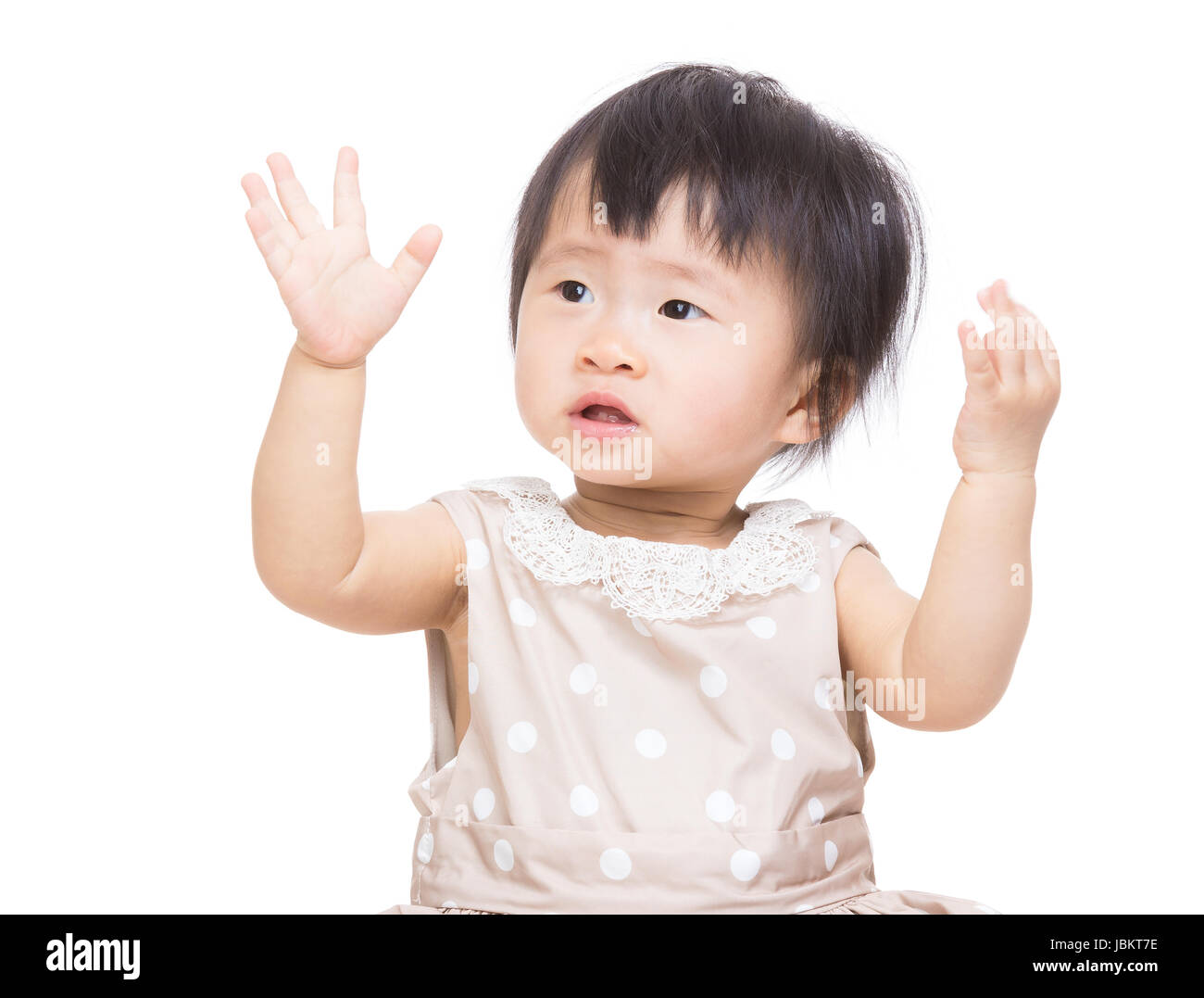 Asia baby girl hand up Stock Photo - Alamy
