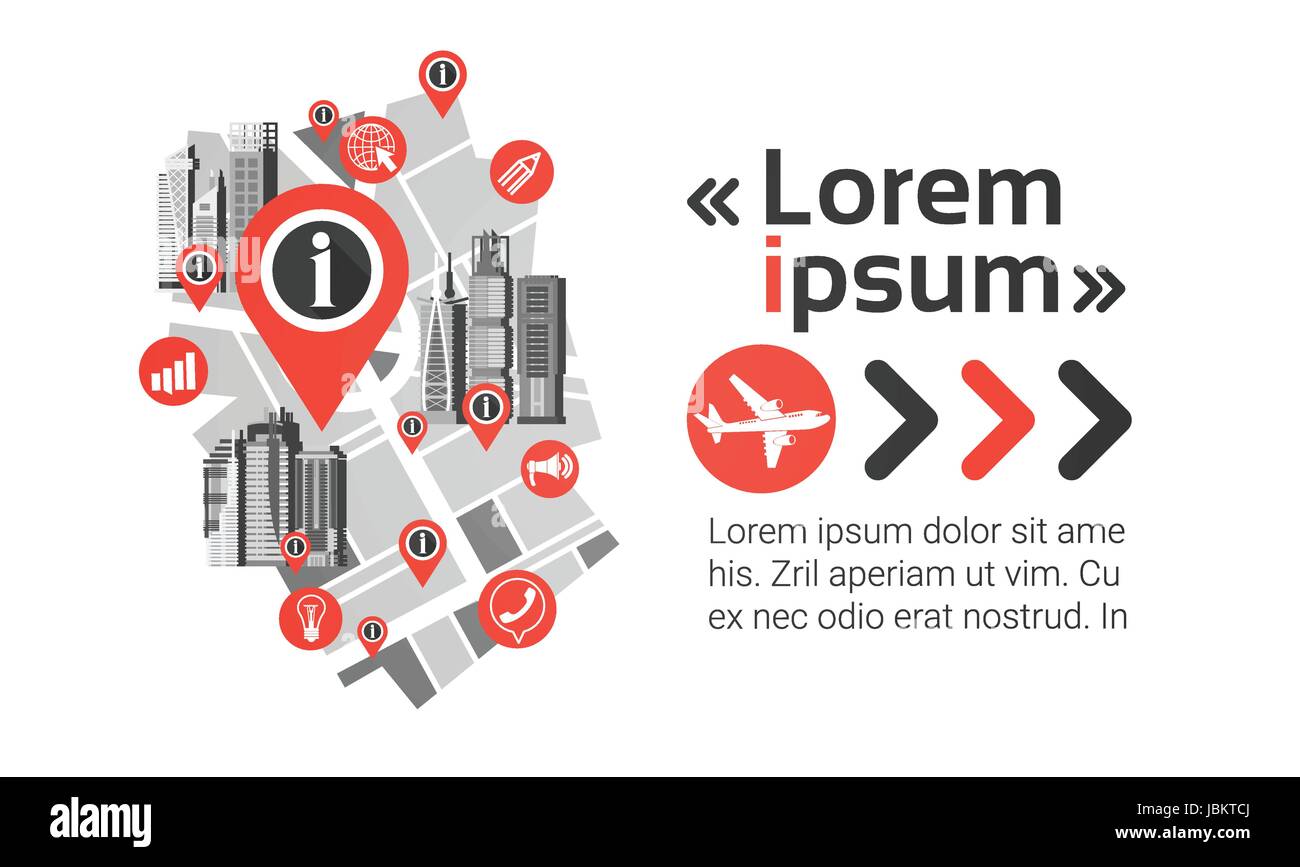 Gps Pin Map Over City View Cityscape Background Navigation Skyline with ...