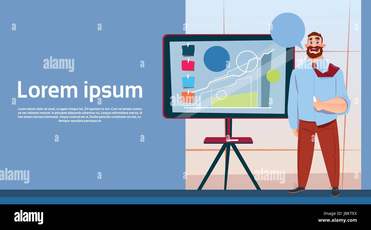 Business Man With Flip Chart Seminar Training Conference Brainstorming