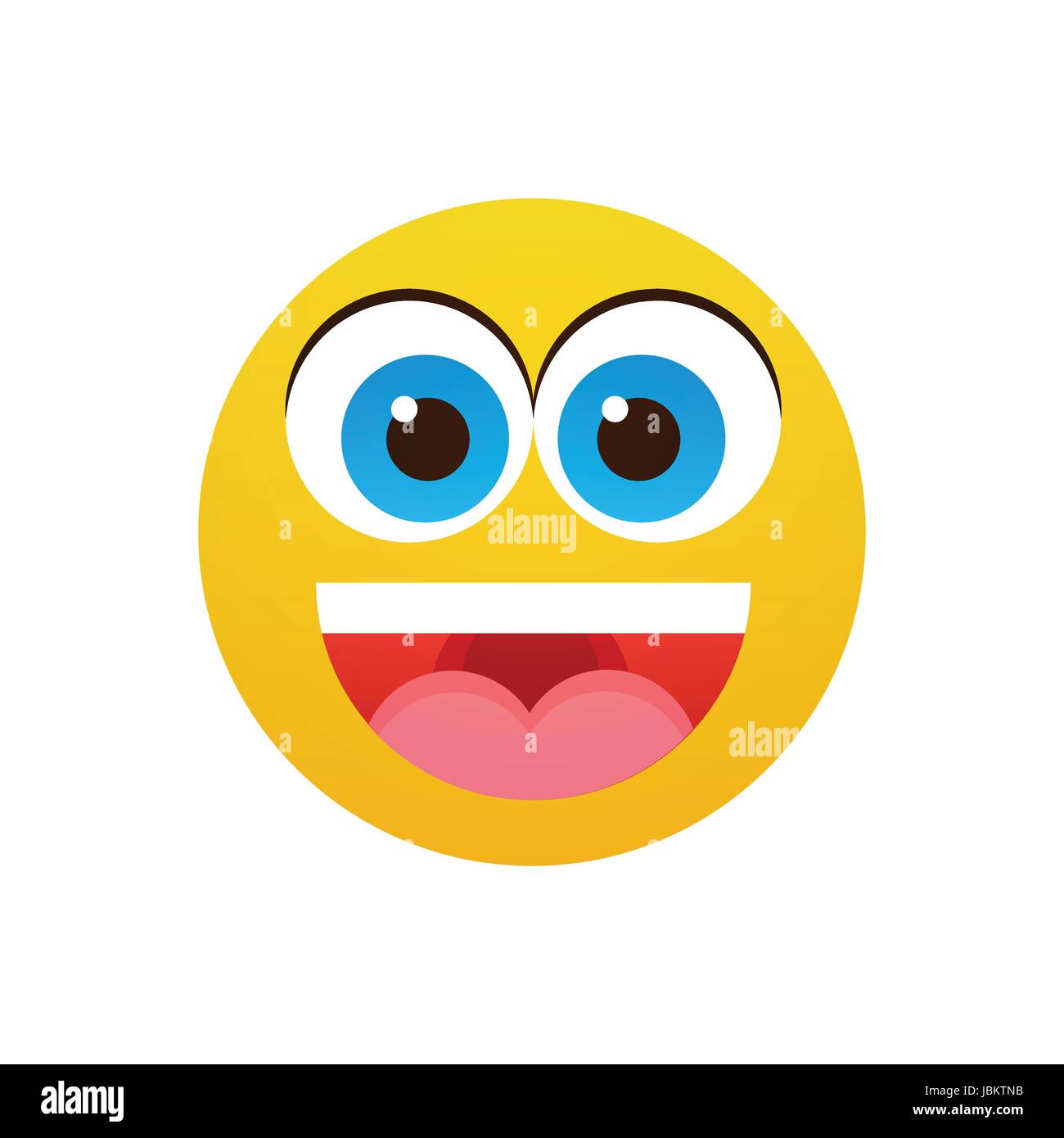 Yellow Smiling Cartoon Face Positive People Emotion Open Mouth Icon ...