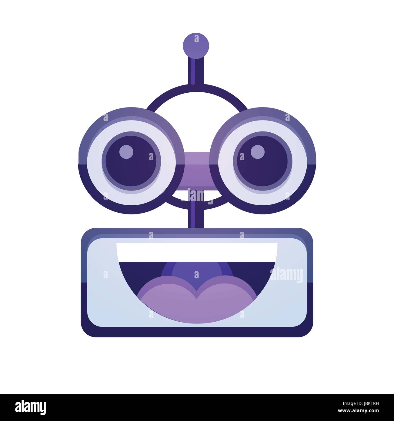 Cartoon Robot Face Smiling Cute Emotion Open Mouth Chat Bot Icon Stock ...