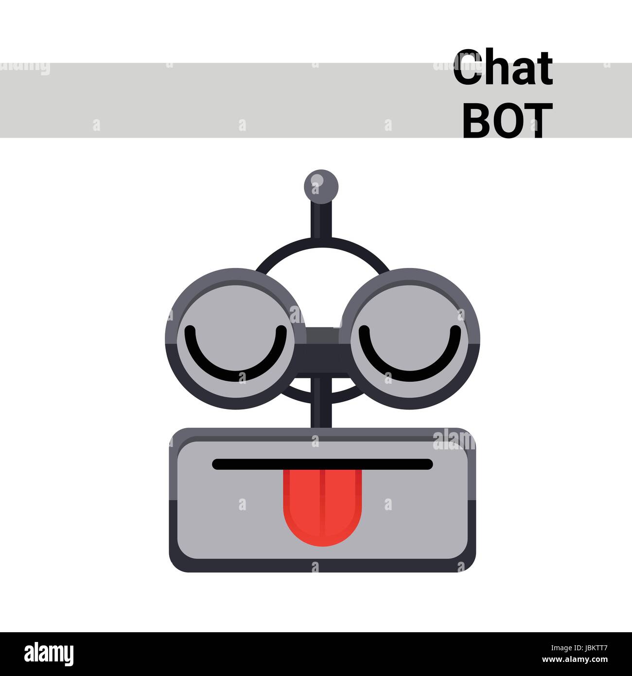 Cartoon Robot Face Smiling Cute Emotion Show Tongue Chat Bot Icon Stock ...
