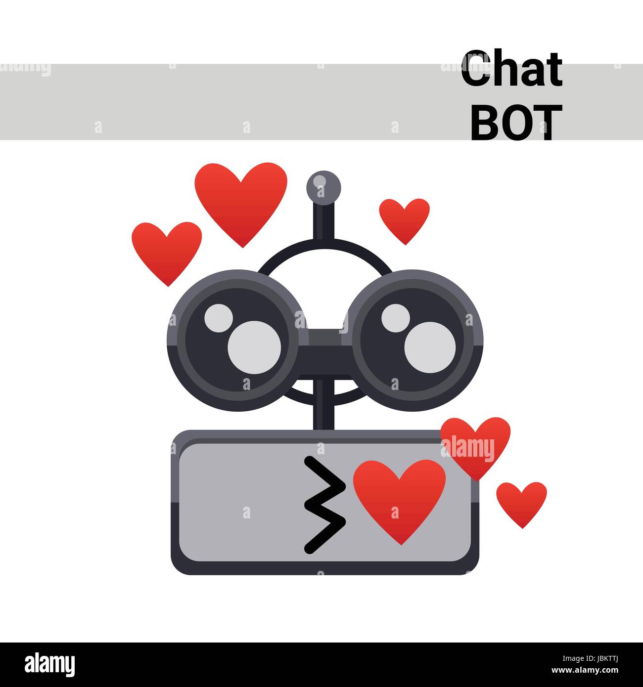 Cartoon Robot Face Smiling Cute Emotion Blow Kiss Chat Bot Icon Stock ...