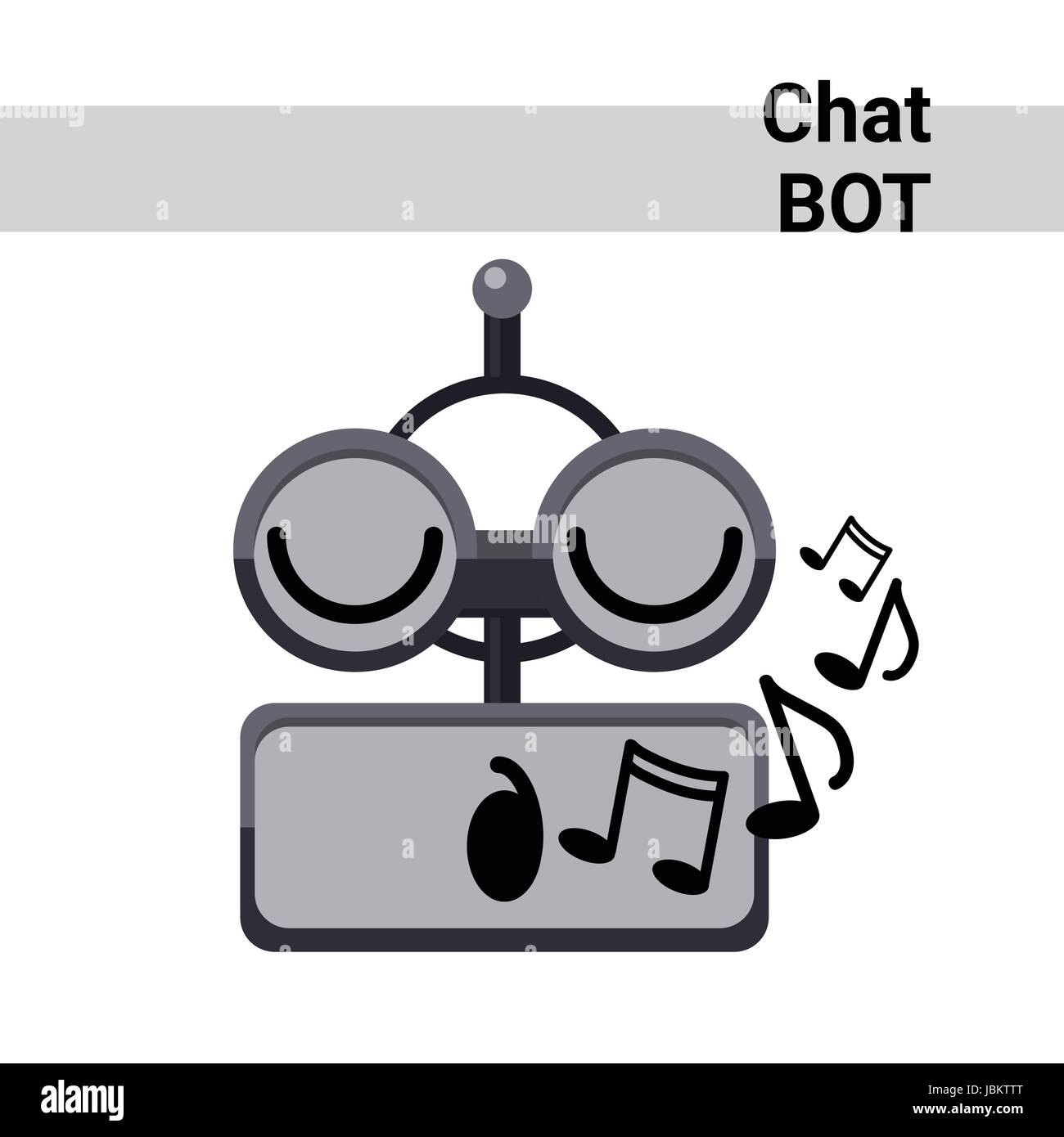 Cartoon Robot Face Smiling Cute Emotion Sing Chat Bot Icon Stock Vector ...