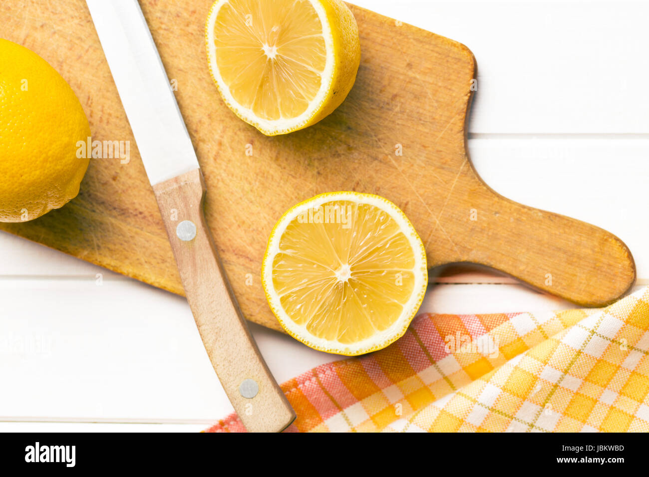 the fresh lemon on kitchen table Stock Photo - Alamy