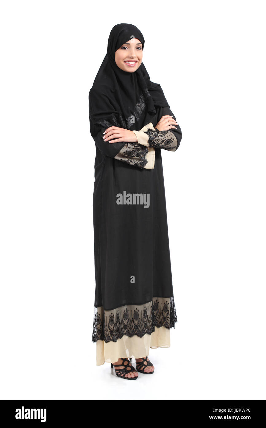 Arab saudi woman full body posing confident isolated on a white ...