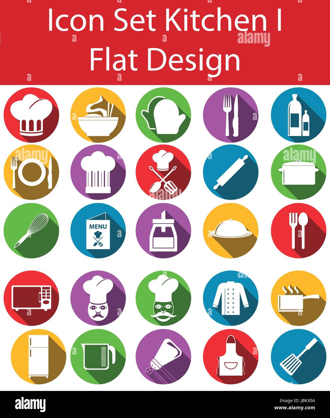 Flat Design Icon Set Kitchen with 25 icons for the creative use in web ...