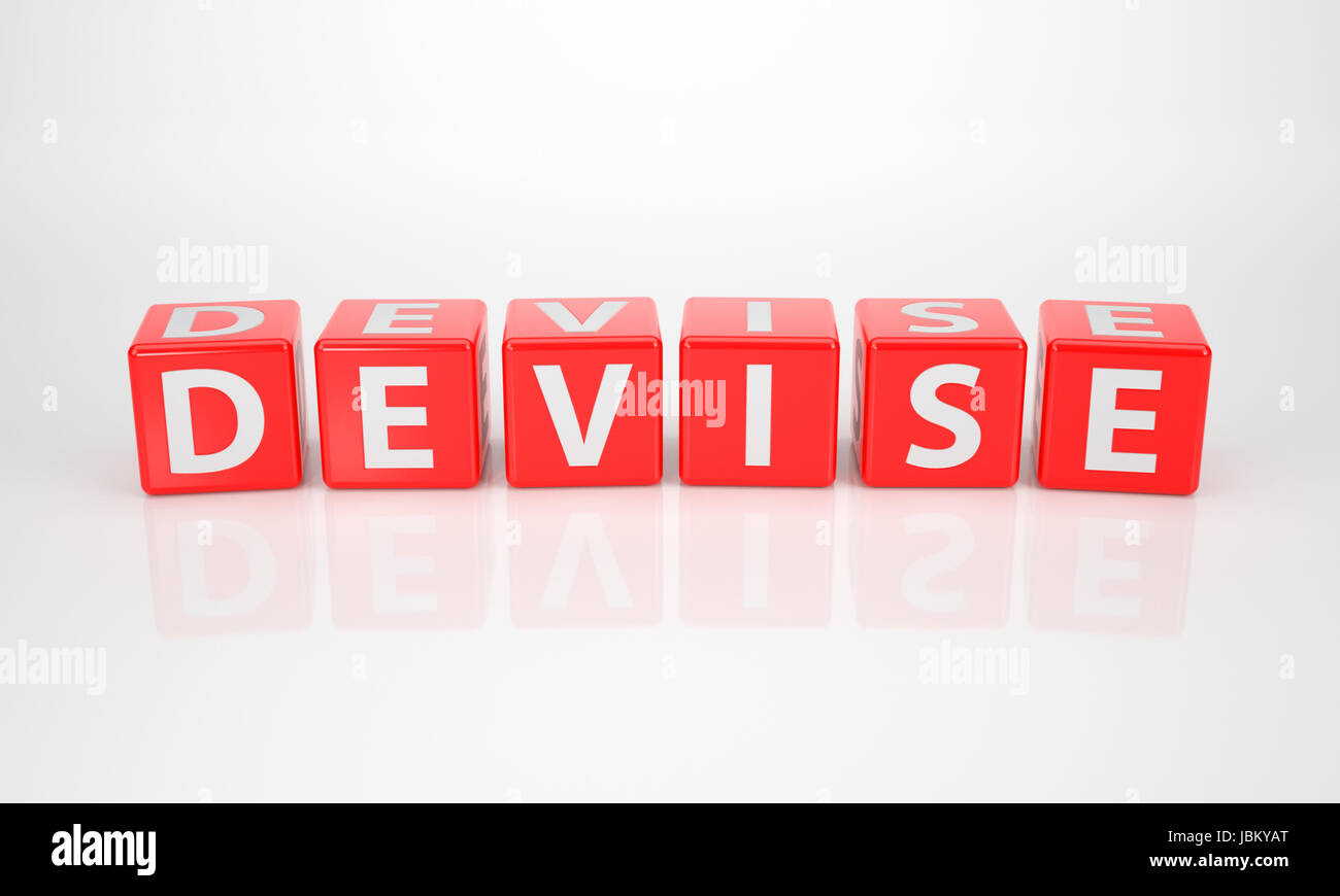 The word devise out of red letter dices on white background Stock Photo ...