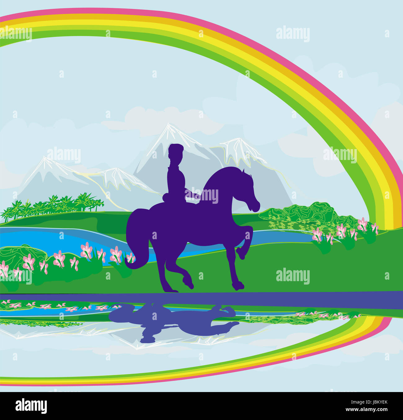 horseback riding in the summer morning Stock Photo - Alamy