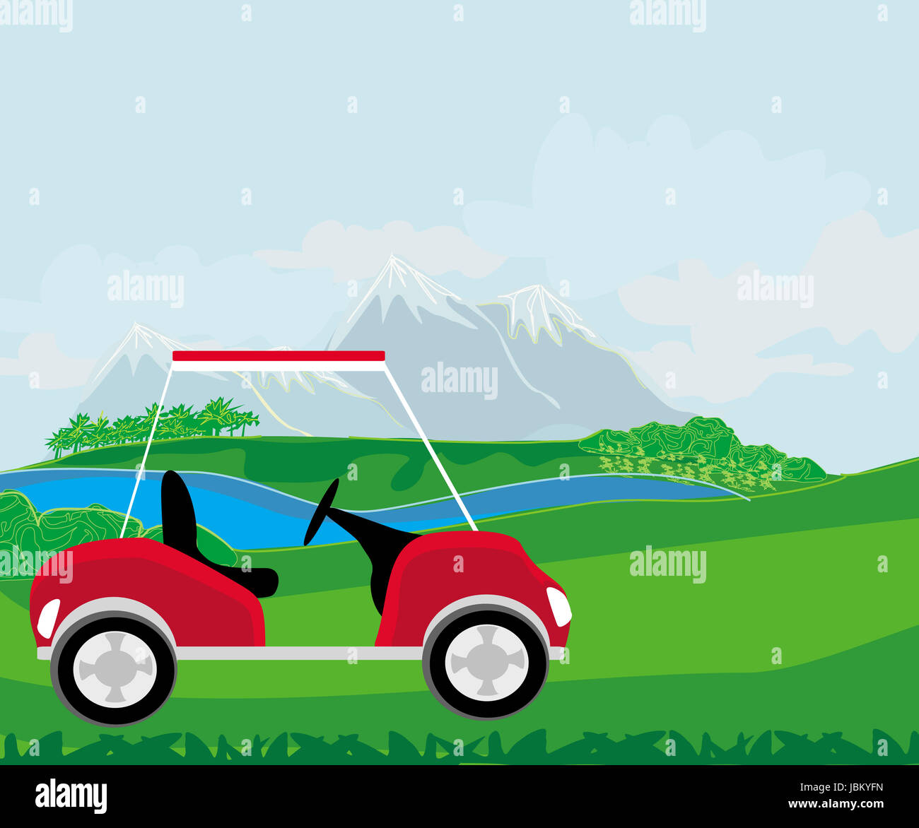 Golf cart at the beautiful golf course Stock Photo - Alamy