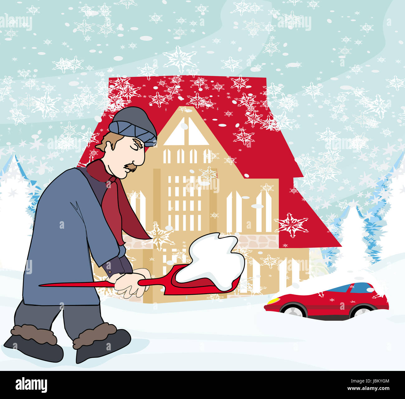 Man shoveling snow Stock Photo - Alamy