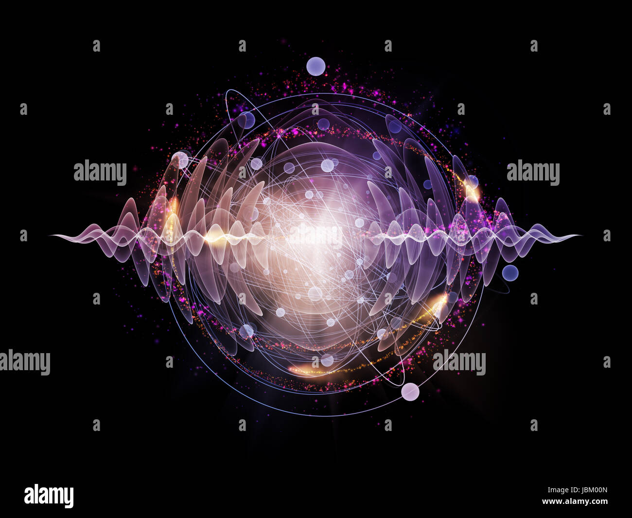 Atomic series. Abstract concept of atom and quantum waves illustrated ...