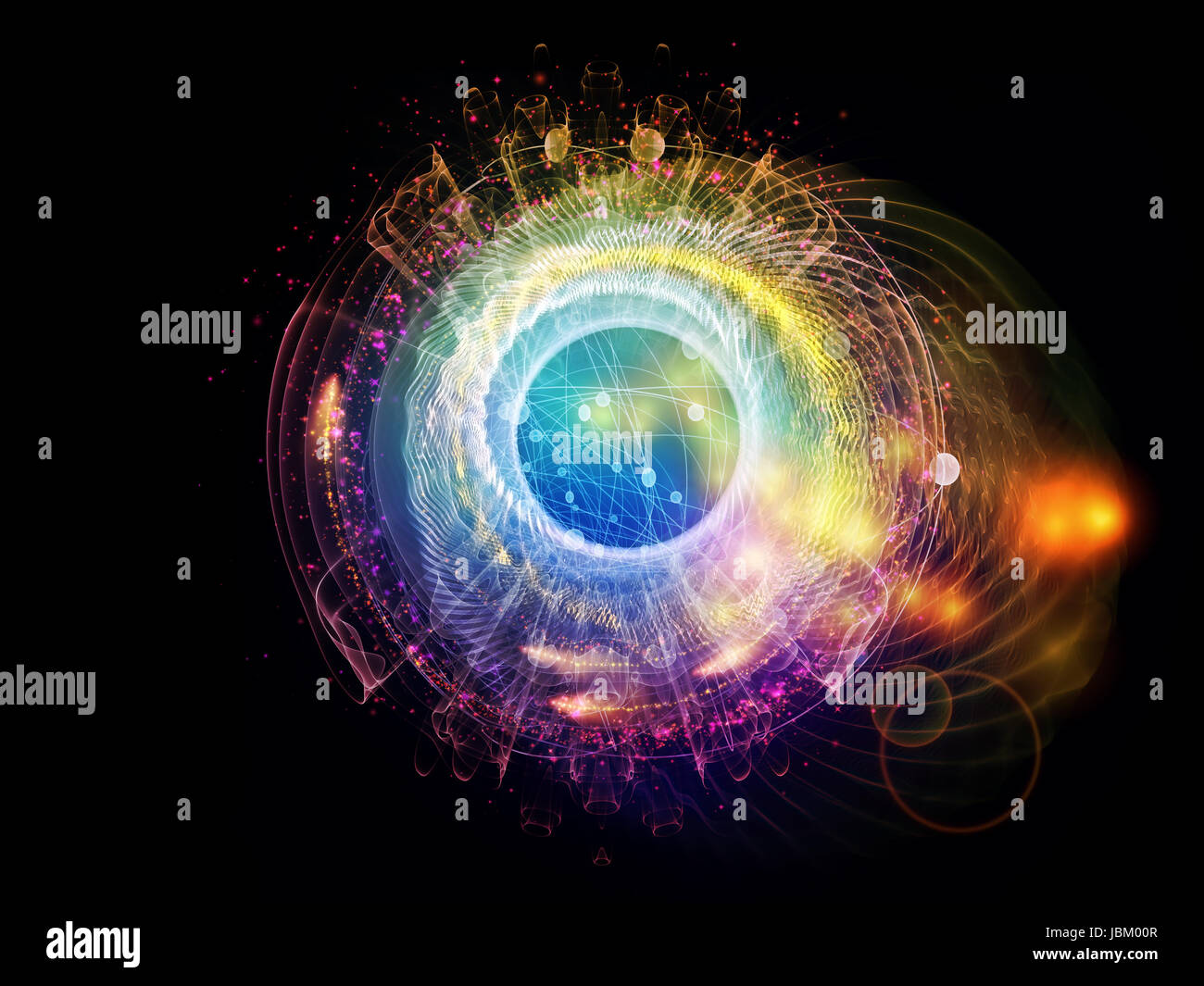 Atomic series. Abstract concept of atom and quantum waves illustrated ...