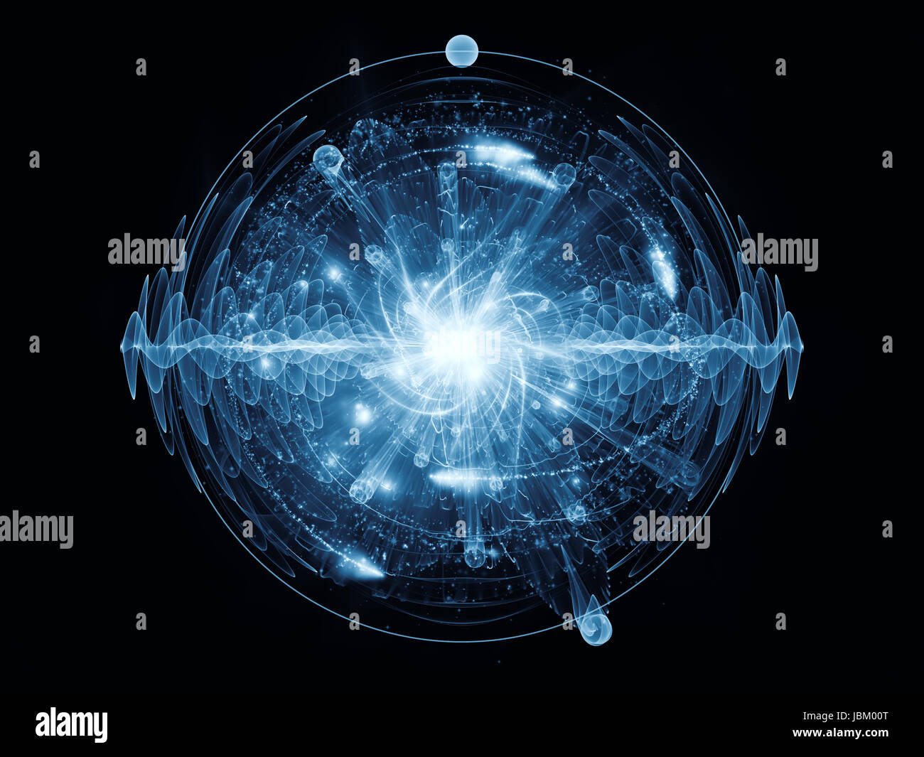 Atomic series. Abstract concept of atom and quantum waves illustrated ...