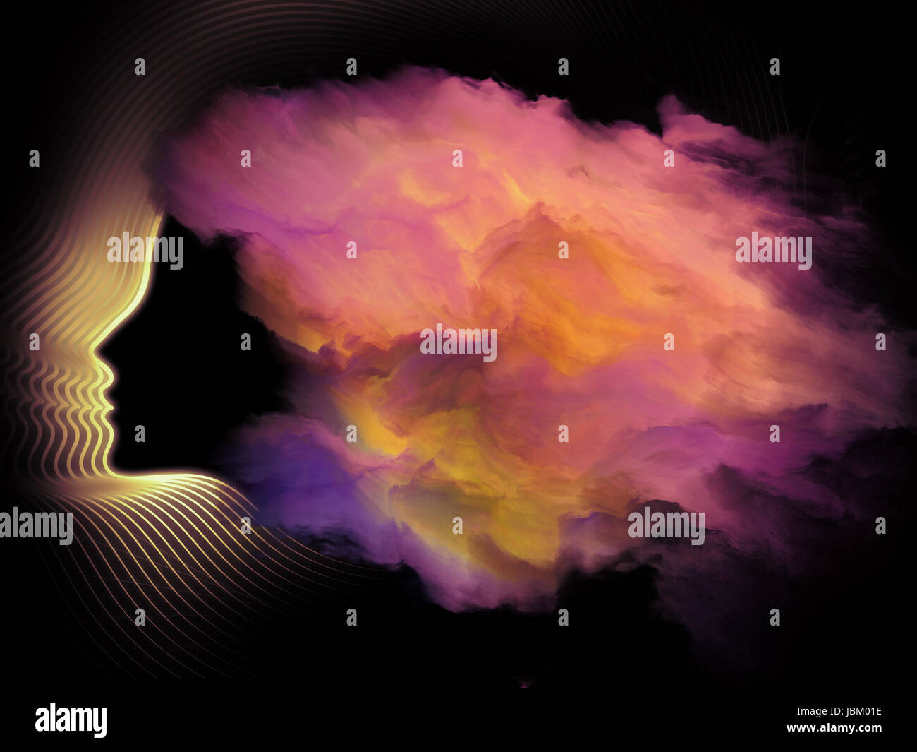 Girls of Never series. Arrangement of human profile and fractal forms ...