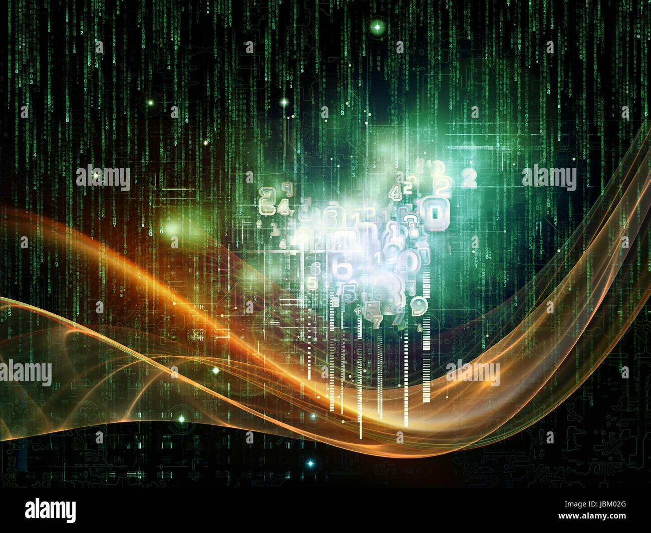 Light of Logic series. Background design of numbers, lights and design ...