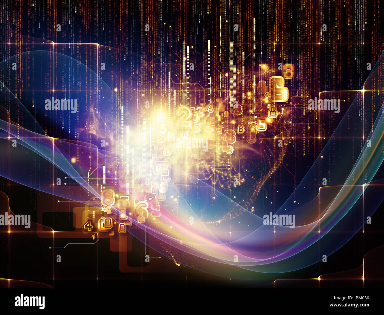 Light of Logic series. Abstract design made of numbers, lights and ...