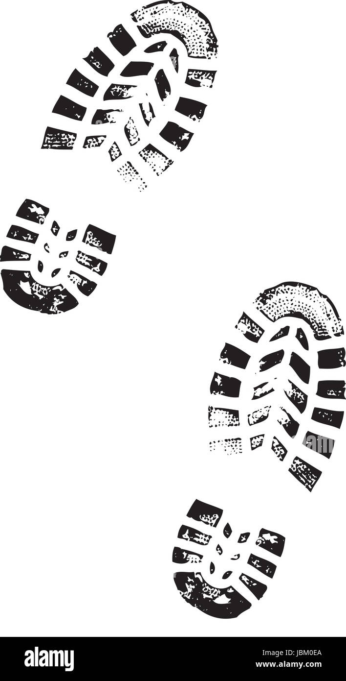 Human walking footprint. Let's go. Illustration card Stock Photo - Alamy