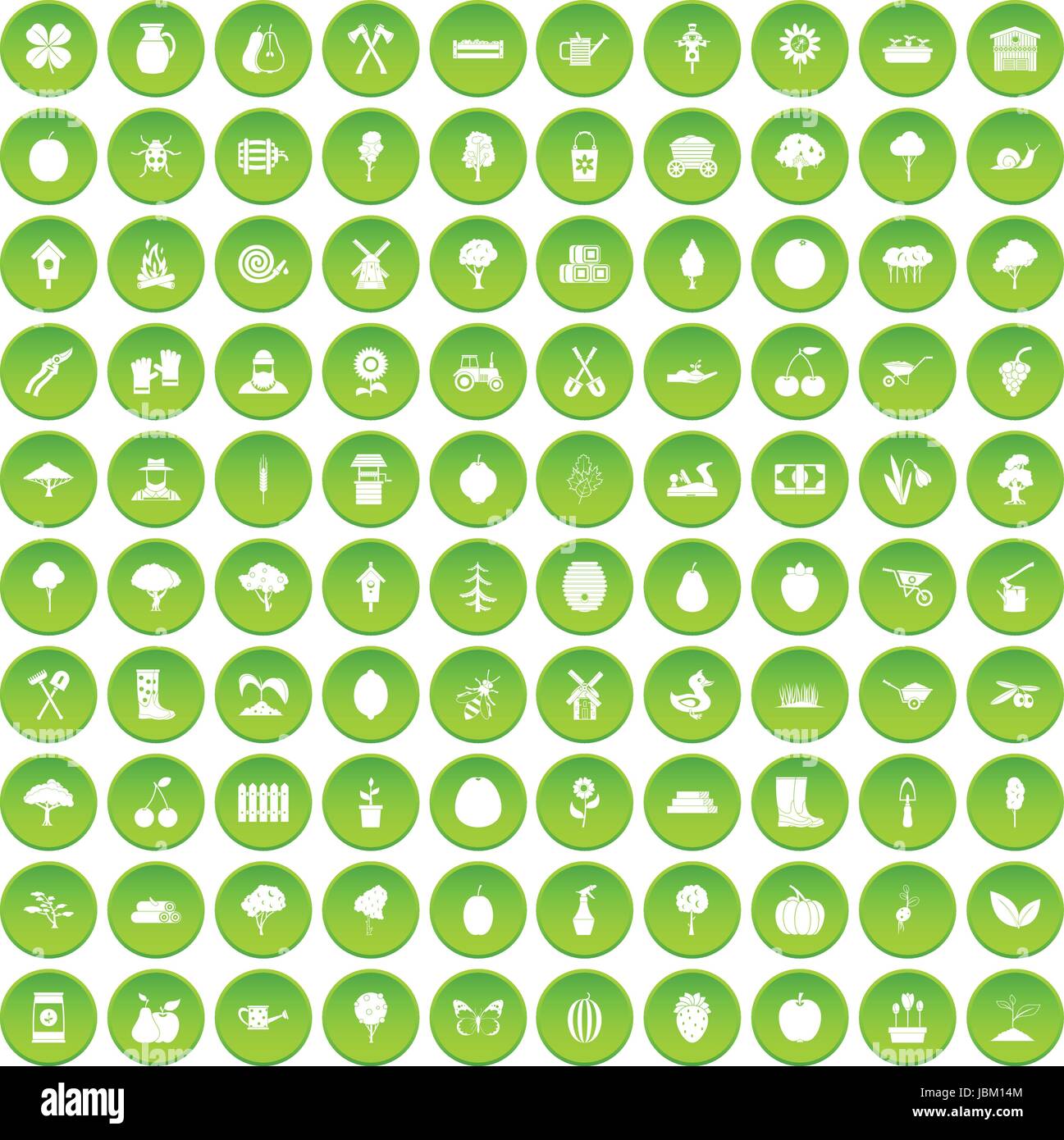 100 agriculture icons set green circle Stock Vector Image & Art - Alamy