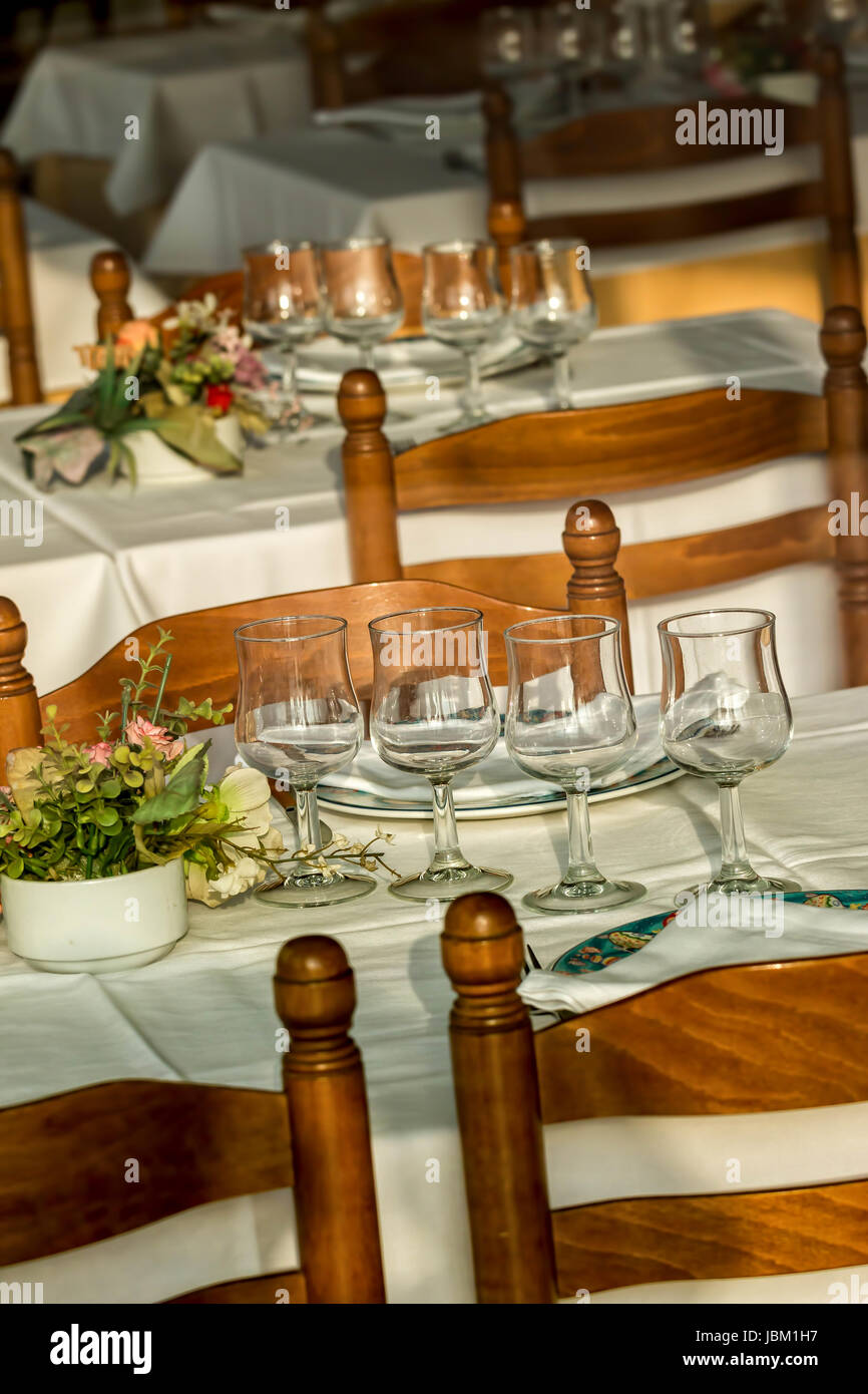 Ready tables in the restaurant for the guests Stock Photo - Alamy