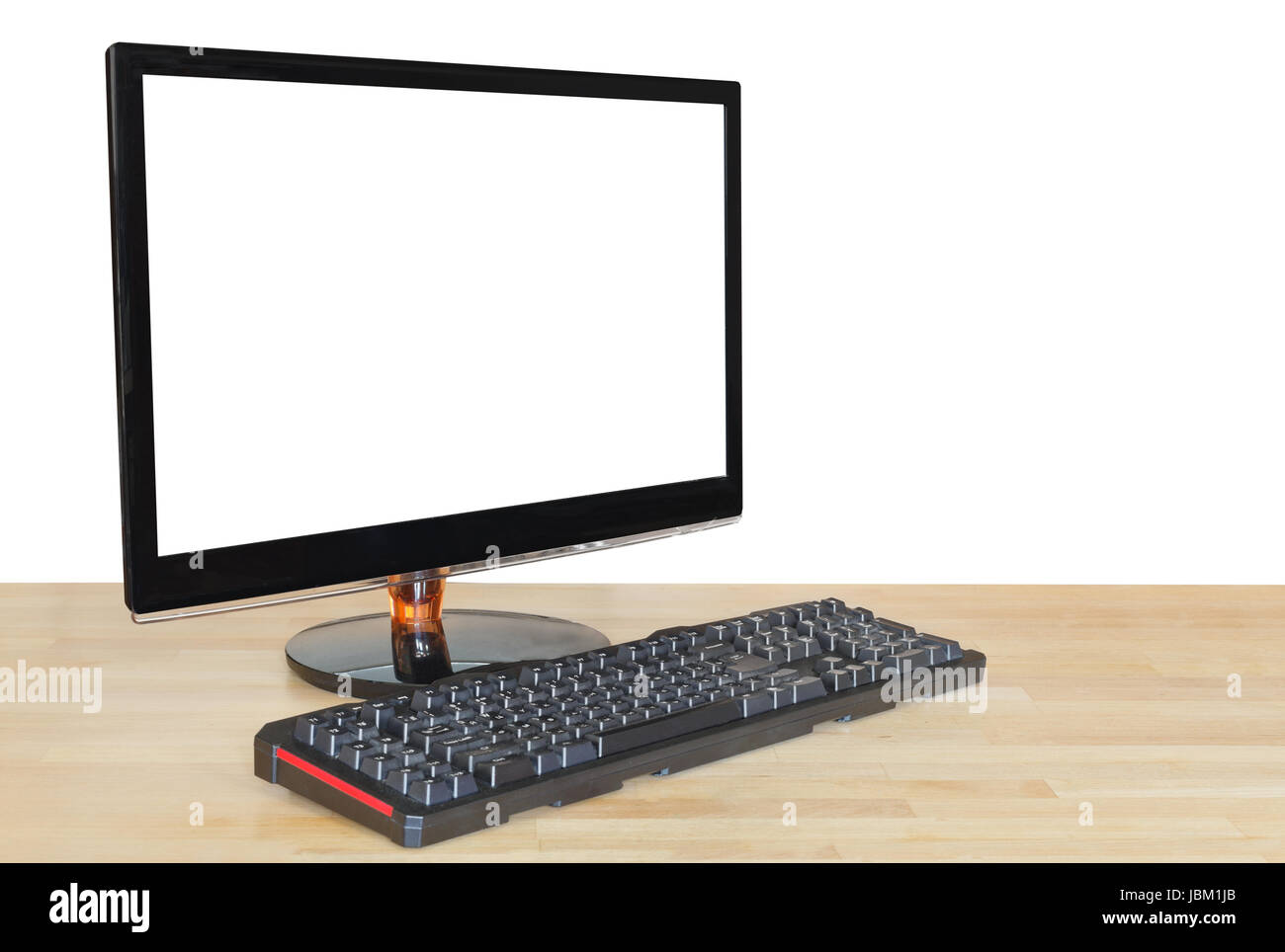 side view of computer black widescreen display with cut out screen and ...