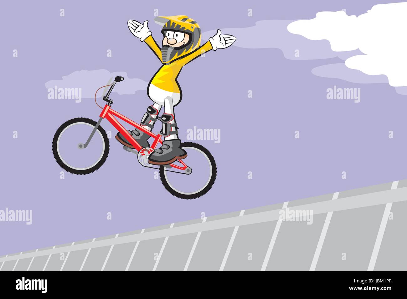 Vector illustration boy jumping bike hi-res stock photography and ...