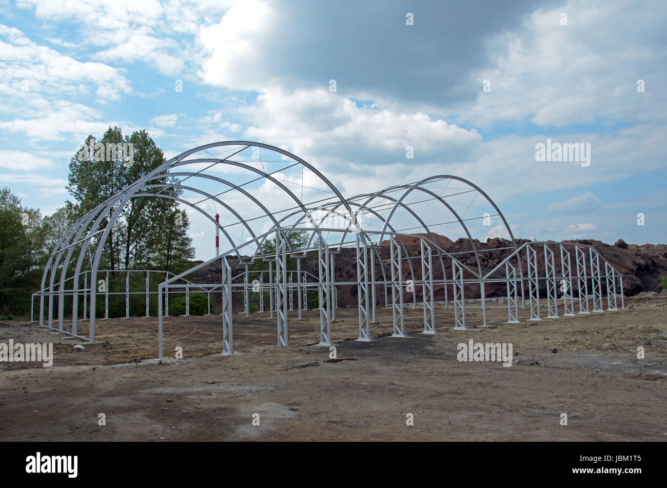 Photo of construction site of modern warehouse Stock Photo - Alamy