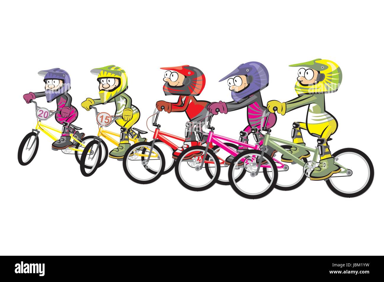 BMX riders isolated over white. Conceptual extreme vector illustration ...