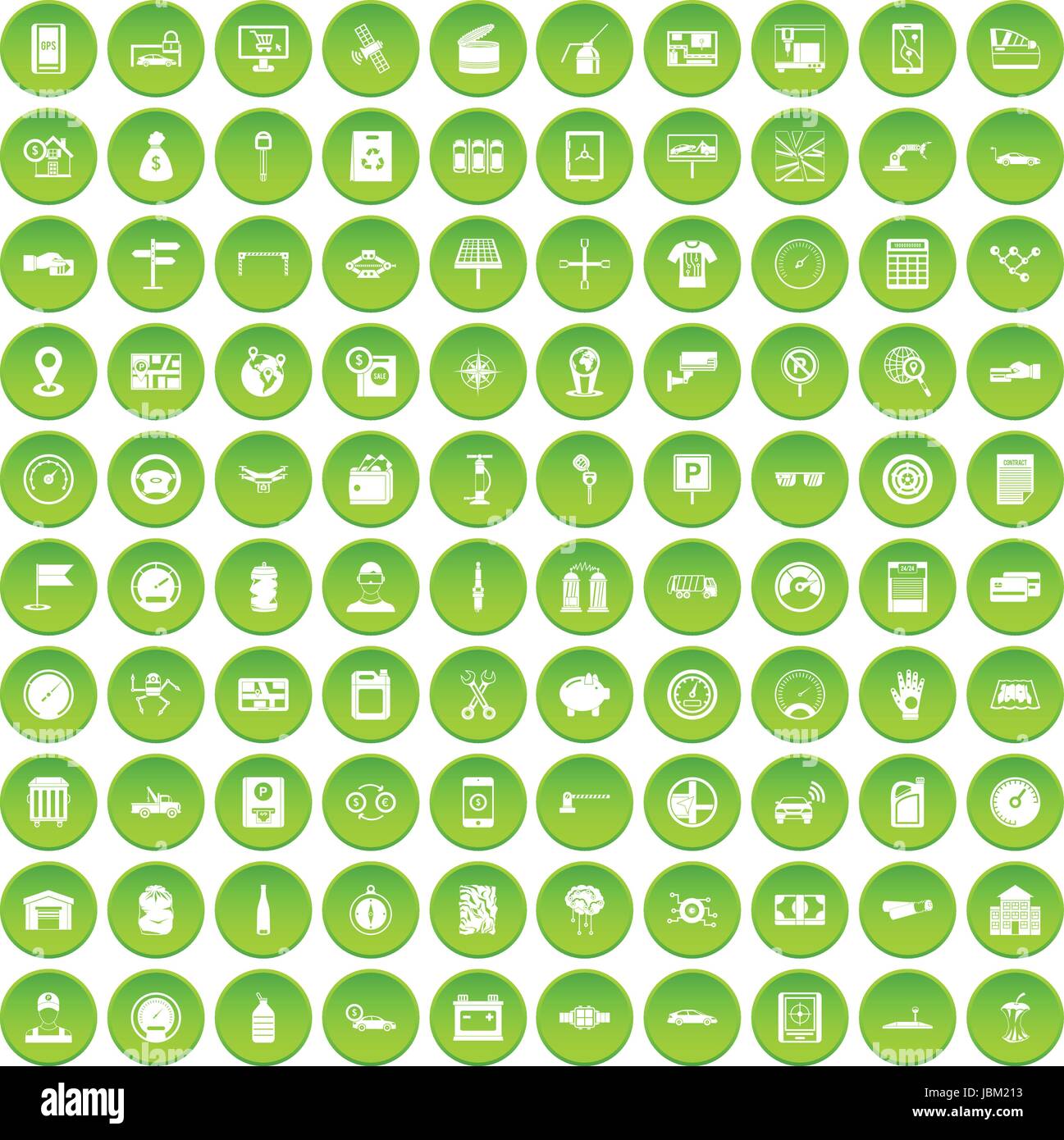 100 auto repair icons set green circle Stock Vector Image & Art - Alamy