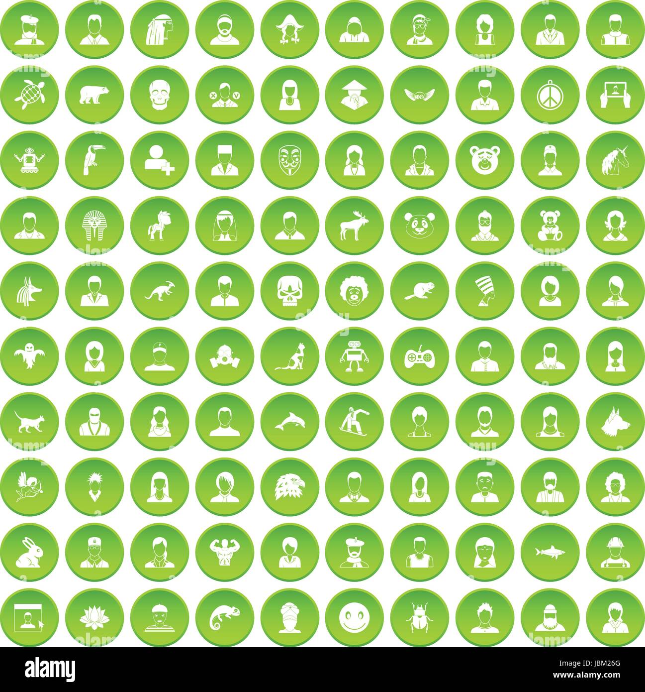100 avatar icons set green circle Stock Vector Image & Art - Alamy