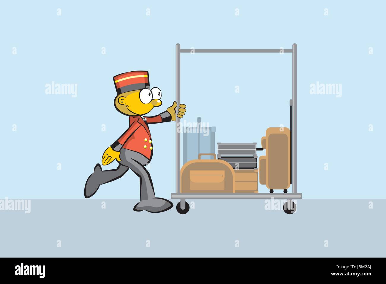 Bellboy and suitcases In the hallway of the hotel. Conceptual ...