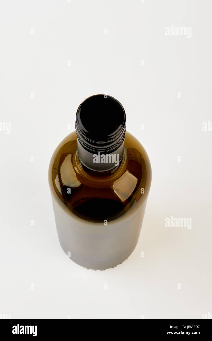 Brown glass bottle, top view Stock Photo - Alamy