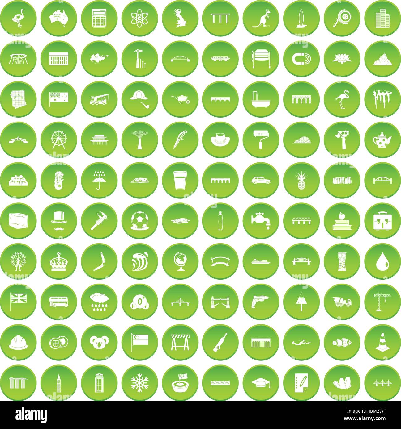 100 bridge icons set green circle Stock Vector Image & Art - Alamy