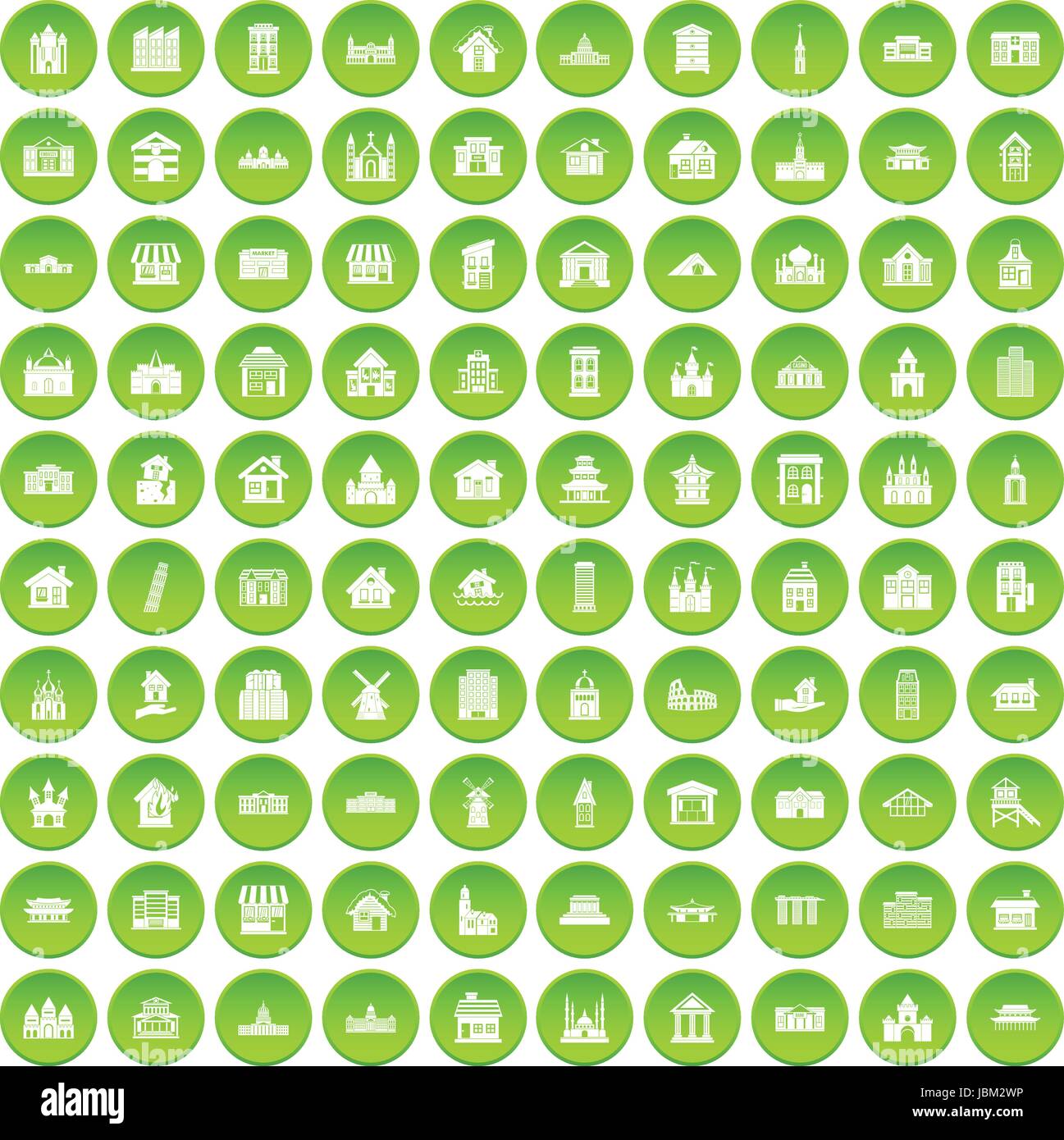 100 building icons set green circle Stock Vector Image & Art - Alamy