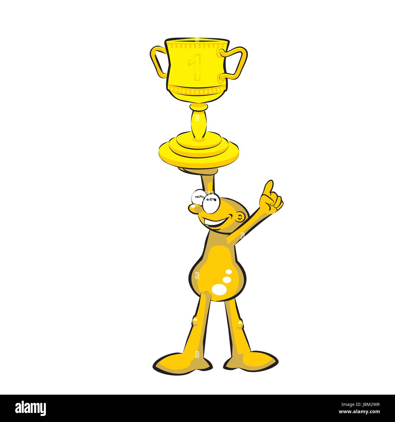 Funny cartoon. Winning man with his trophy Stock Vector Image & Art - Alamy