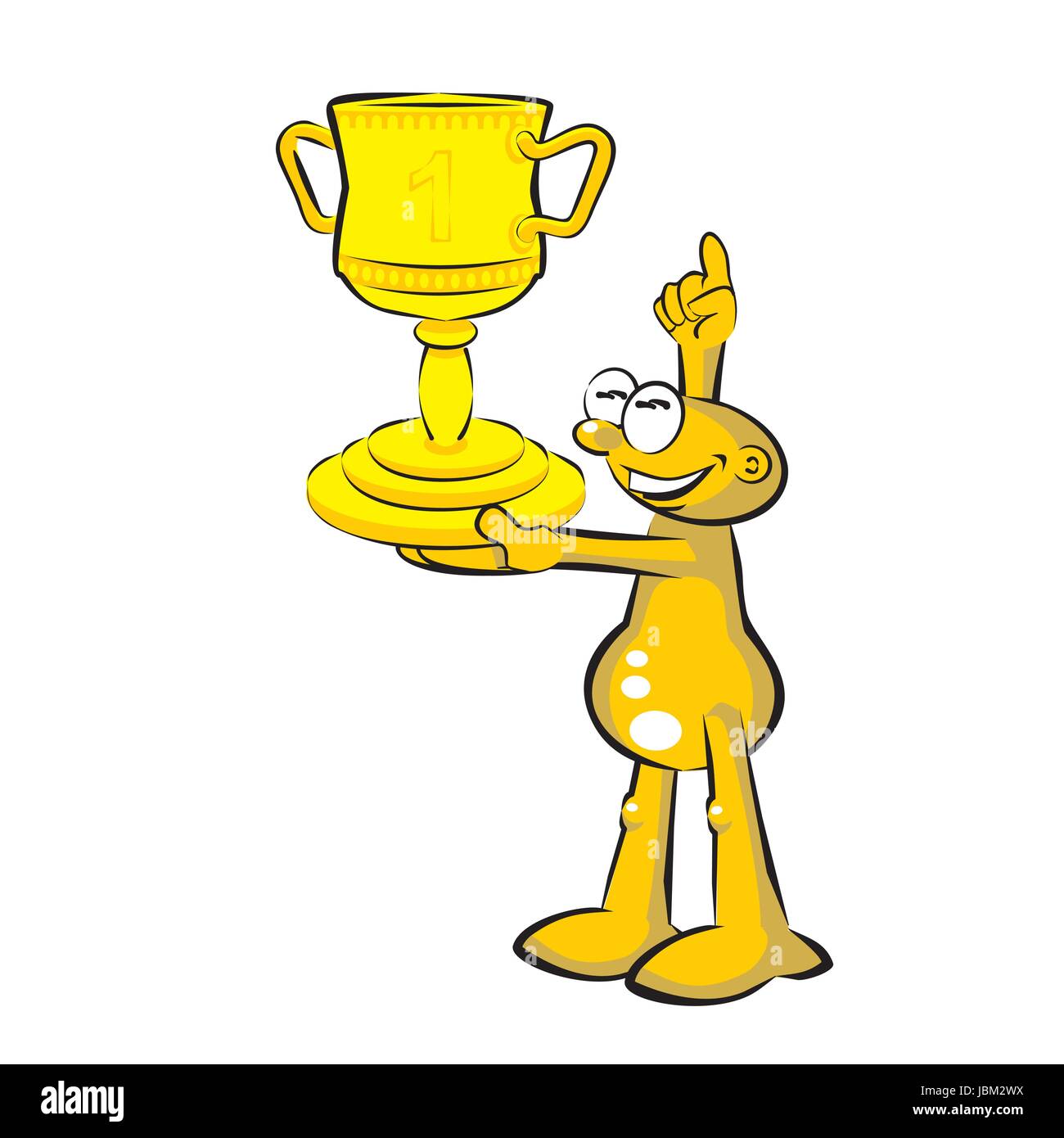 Funny cartoon. Winning man with his trophy Stock Vector Image & Art - Alamy