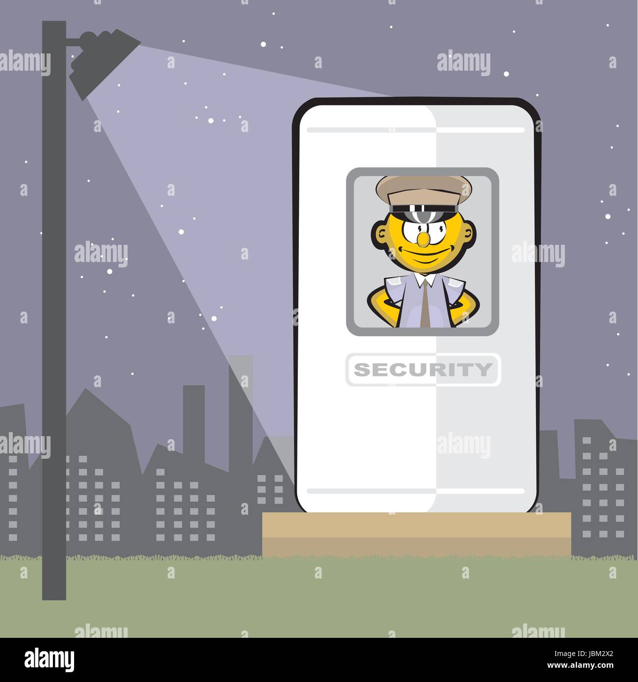 Guard and security booth at Night. Custodying a factory. Safety ...