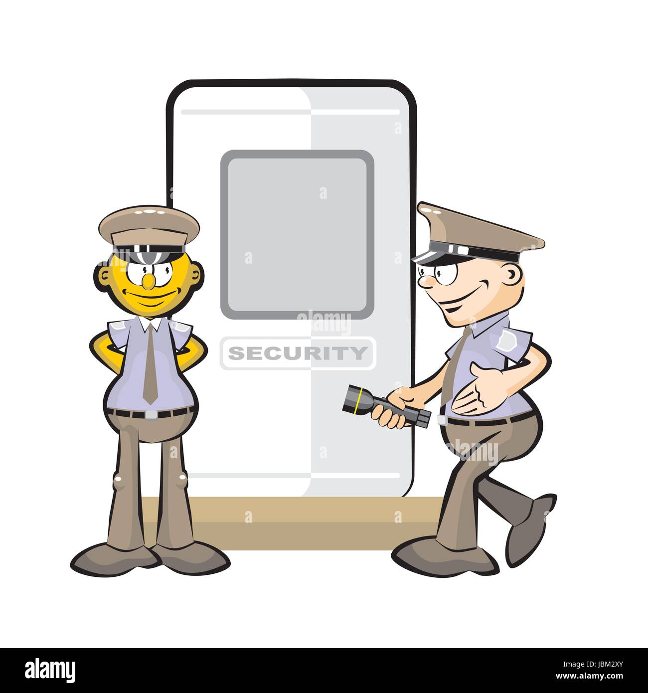 Two Guards and security booth isolated on white background Safety ...