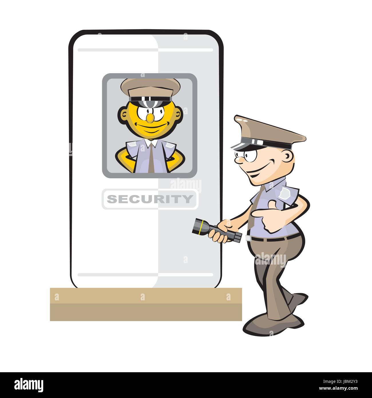 Two Guards and security booth isolated on white background. Safety ...