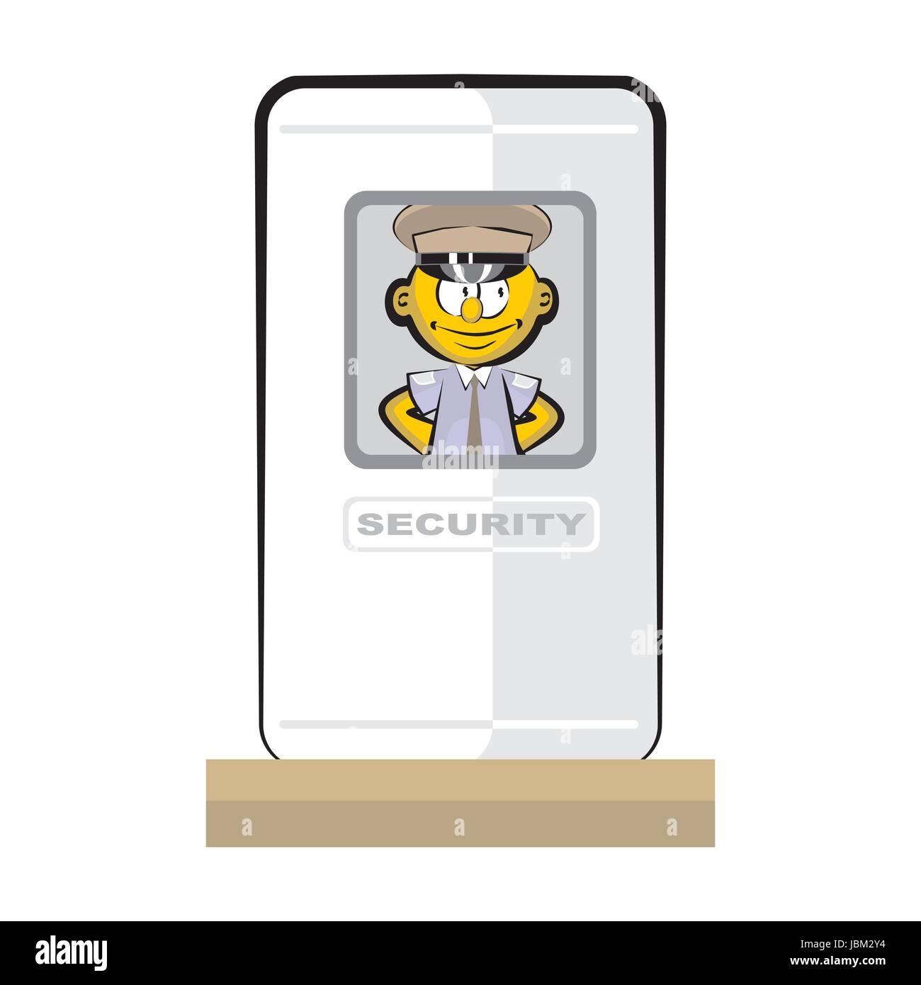 Guard and security booth isolated on white background. Safety ...