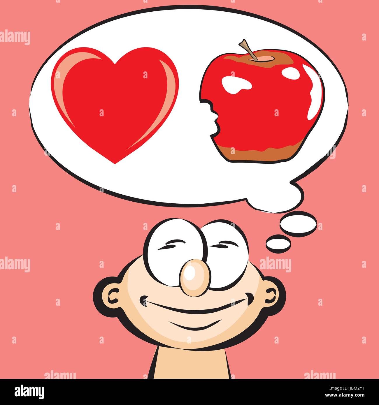 I love to eat apple - emoticon, emoji. Conceptual vector illustration ...