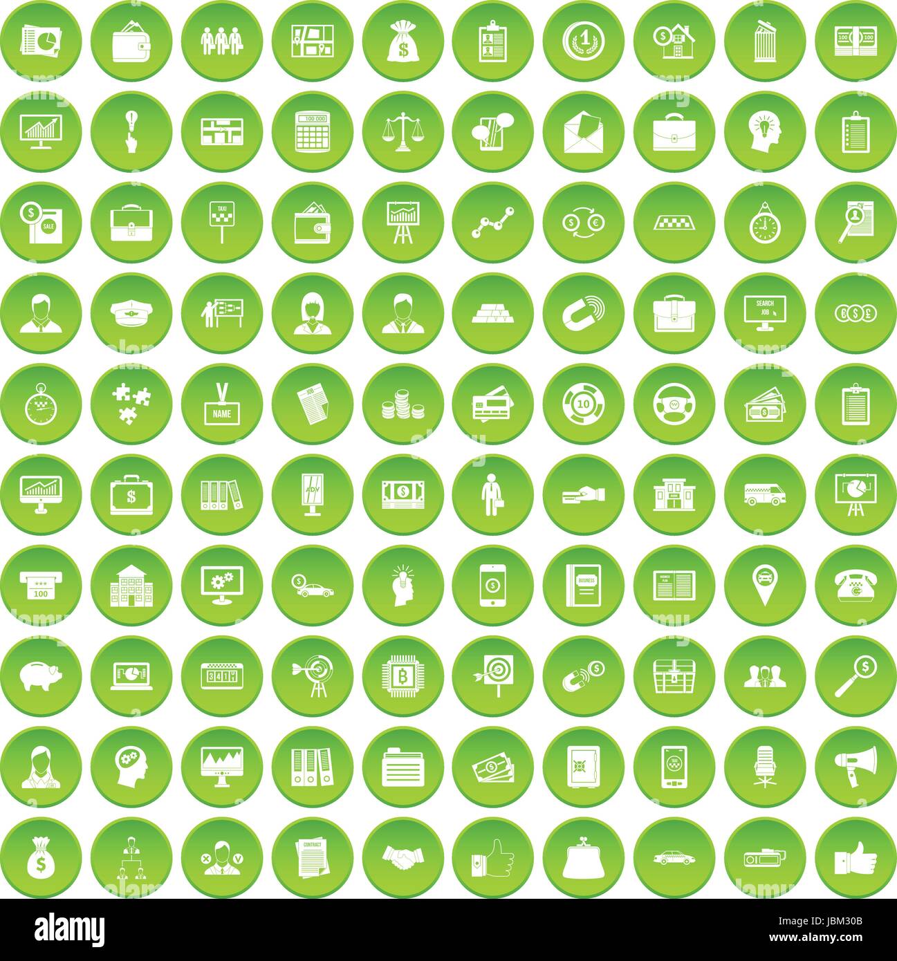 100 business group icons set green circle Stock Vector Image & Art - Alamy