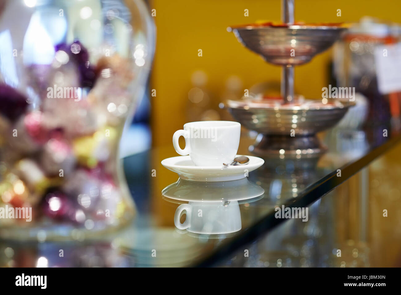 italian espresso coffee cup on counter in cafeteria Stock Photo - Alamy